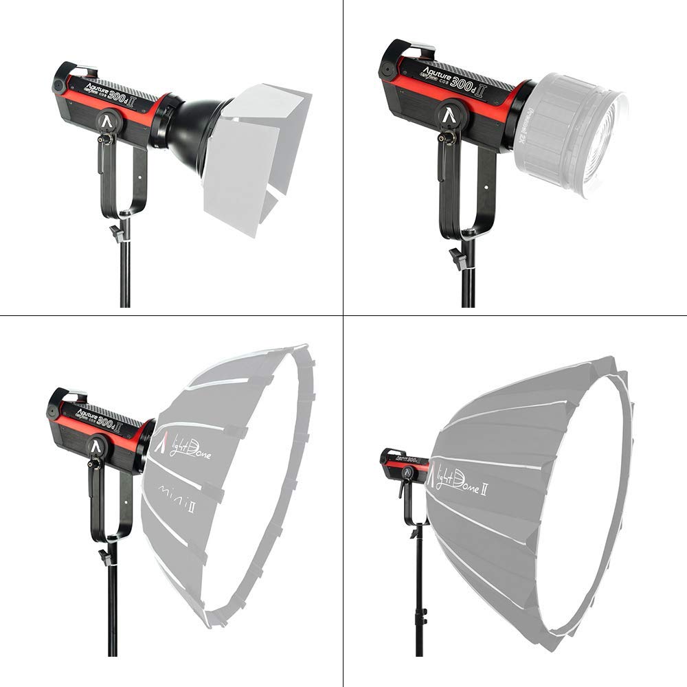 Aputure 300D Mark II C300d II Led Video Light V Mount CRI97+ TLCI97+ 55000lux@0.5M 5500k Sidus Link App Control 8 Lighting Effects Wireless Remote Control with Carrying Bag and Ginisfoto Cloth
