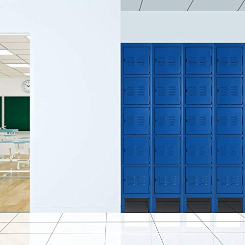 INTERGREAT Metal Locker for Office Storage Locker Employees Locker for School Gym Lockers Corridor Locker Five Tier Box Blue 5 Door