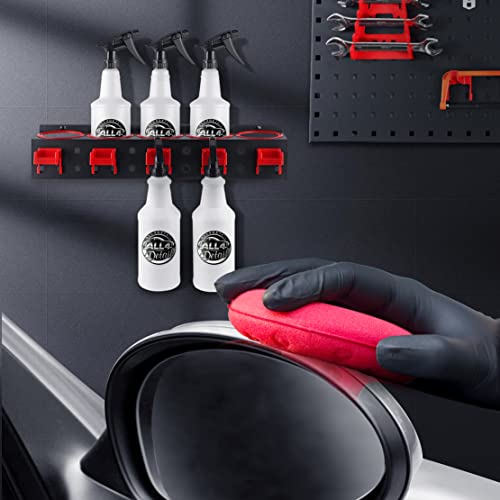 ALL4DETAIL Spray Bottle Holder, Multifunctional Spray Bottle Rack Car Beauty Shop Accessory Display with 5 Plastic Hanging Hooks - Plastic Spray Bottle - Squeeze Bottle