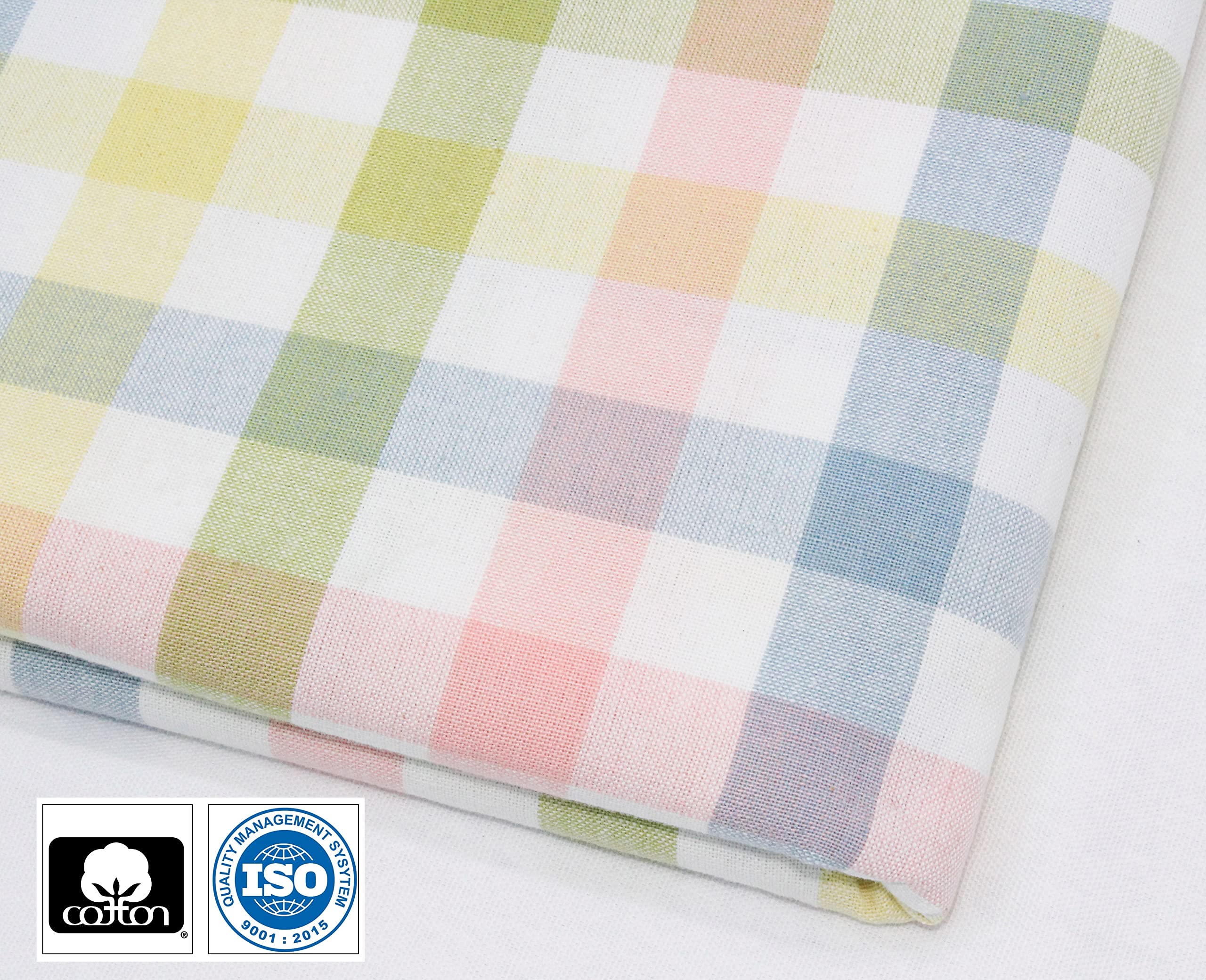 COTTON CRAFT Countryside Classic Gingham Buffalo Check Plaid Tablecloth - Premium Cotton - Spring Easter Bunny Luncheon Dinner - Table Cover - 60 inch x 84 inch - Yellow Multi