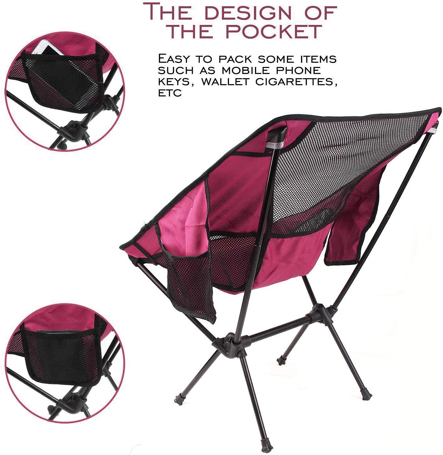 2 Pack Portable Camping Chairs Lightweight Folding Backpacking Chair Compact & Heavy Duty for Camp, Backpack, Hiking, Beach, Picnic, with Carry Bag