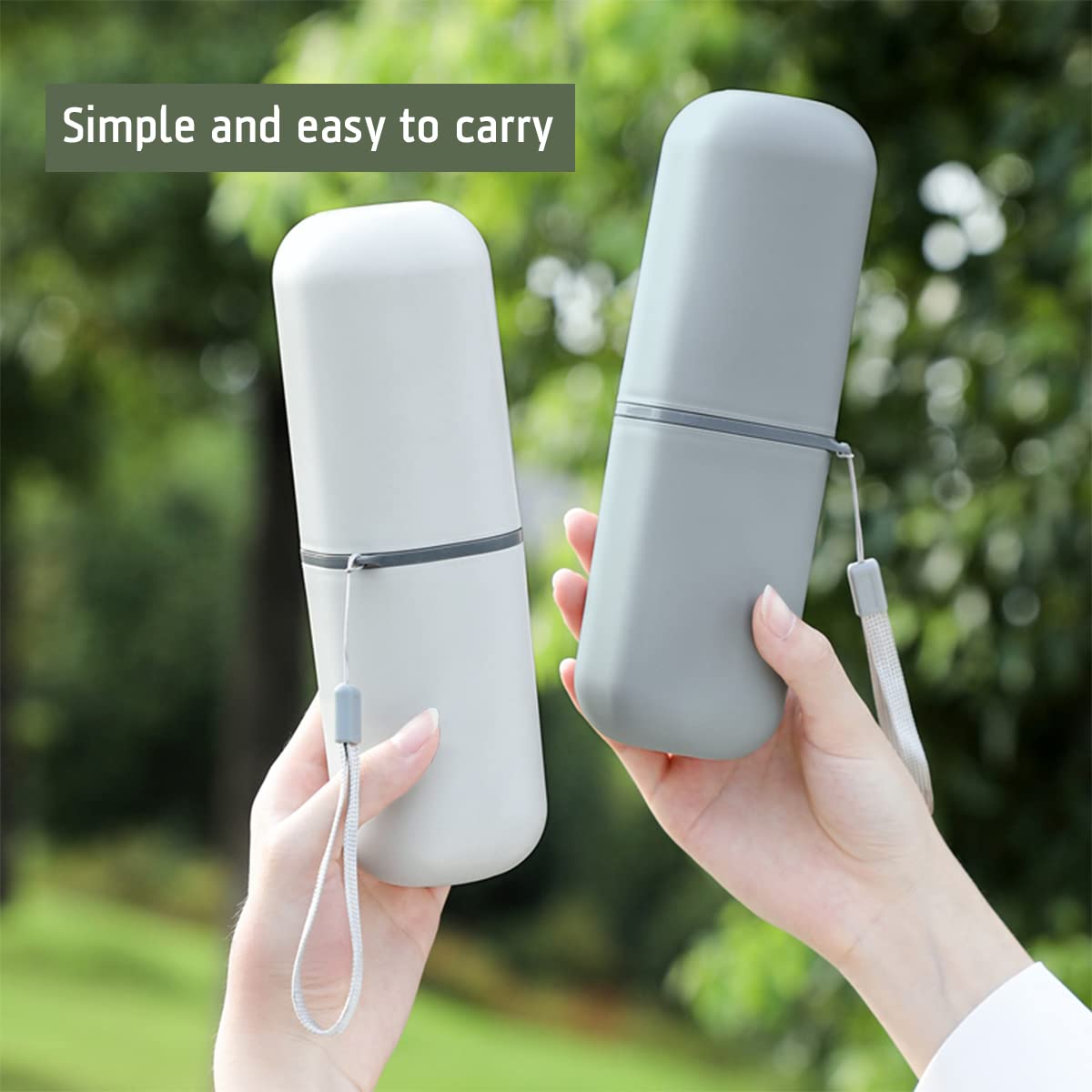 2PCS Travel Toothbrush Cup Case Portable Toothbrush Travel Holder Travel Toothbrush Containers Toothpaste Storage for Travel School Bussiness Trip Bathroom, Blue White