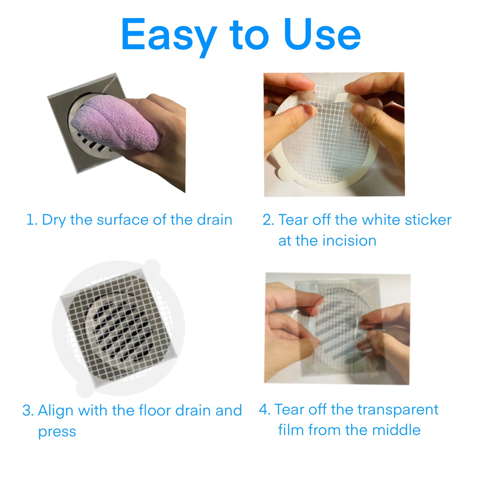 30 Pack Disposable Shower Drain Cover Hair Catcher, 4.3" Round Shower Drain Mesh Sticker, Floor Drain Fliter Sticker for Shower, Bathroom, Bathtub, Kitchen, Laundry