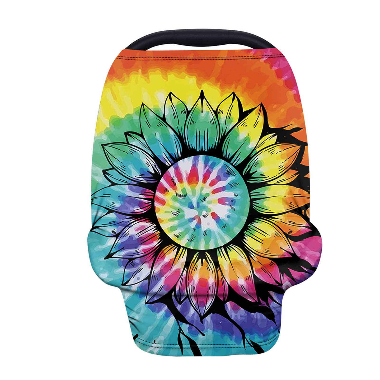 GLENLCWE Spiral Tie Dye Mandala Print Car Seat Canopy for Baby Boys Girls,Nursing Cover for Breastfeeding,Multifunctional Cover,Mom Scarf