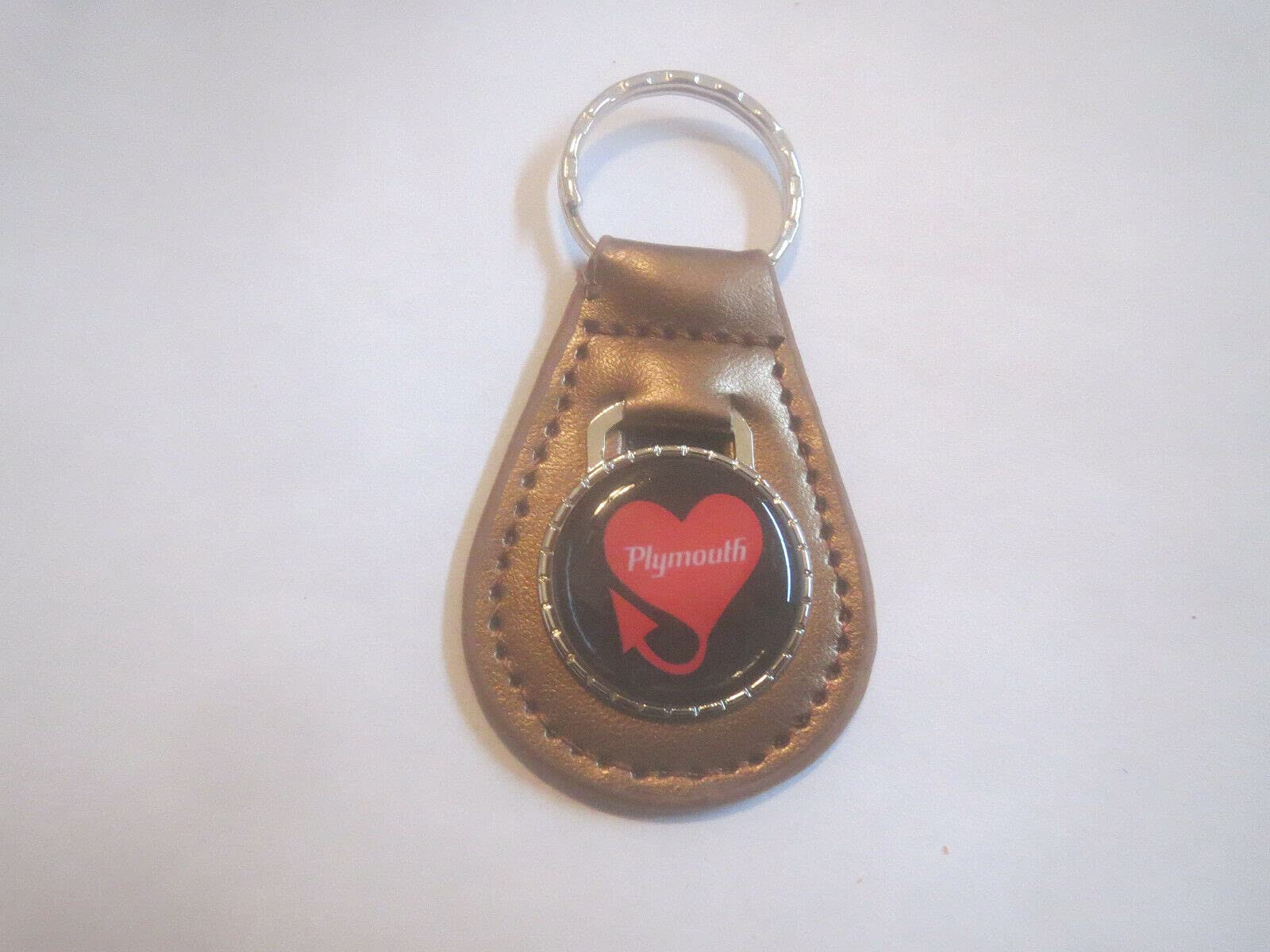 1967 1968 1969 1970 FURY VIP BARRACUDA VALIANT HEART LOGO LEATHER KEYCHAIN - COPPER