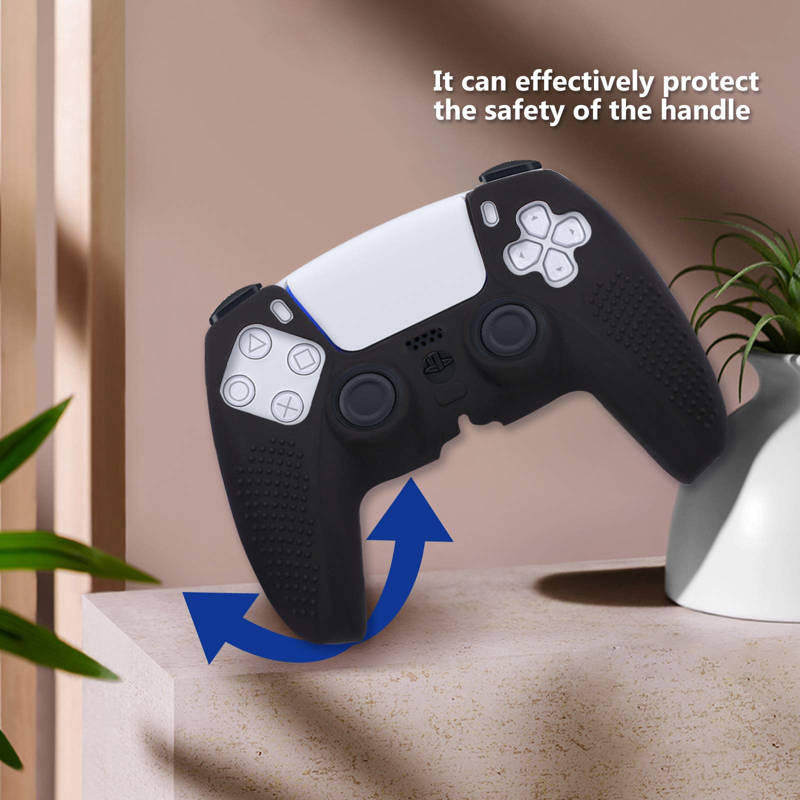 2 Pack PS5 Controller Grip Covers with 4 Thumb Stick Caps, Anti-skid Silicone Protective Cases for PlayStation 5 DualSense Wireless Controller with Silicone Joystick Caps in 2 Different Colors