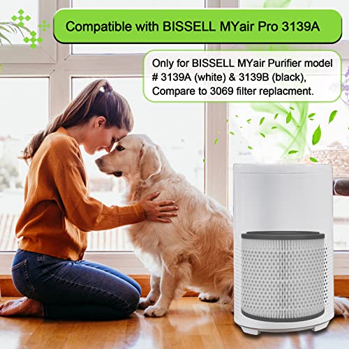 3139A Filter Replacement Compatible with BISSELL MYair Pro 3139A, Part Number 3069 (3-in-1 Replacement Filters), NOT for 2780A 2780 27809 2905A & 3179A, 2 Pack