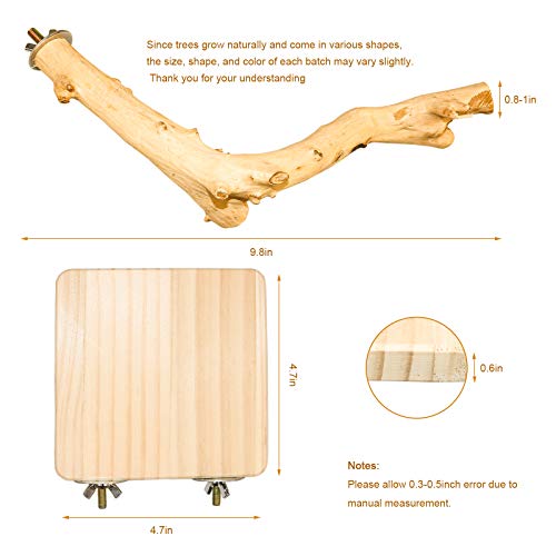 5 PCS Bird Perch Wood Stand Pole,Bird Wood Perch Platform Exercise Playground Toy for Pet Parrot Budgie Parakeet Cockatiel Conure Lovebirds Cage Accessories Toys (H01)