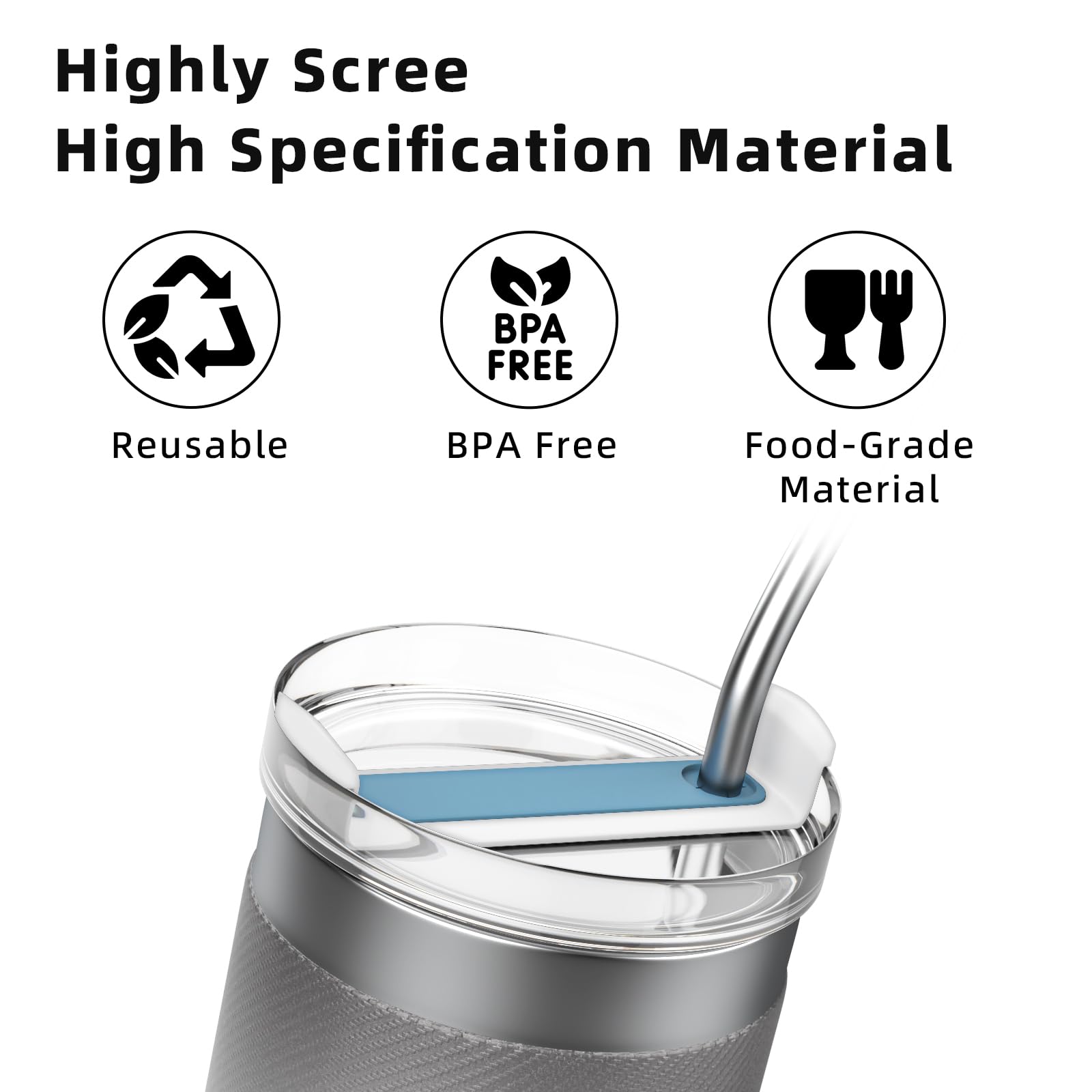 2 Pcs Replacement 40 oz Tumbler Lid for Stanley Cup, Dustproof Spill Proof Splash Resistant Tumbler Covers Fit for Stanley Tumbler and More Coffee Mugs(White)