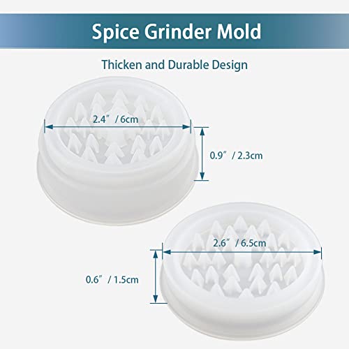5 PCS Resin Molds Silicone Molds for Epoxy Resin with Large Rolling Tray Mold and Grinder Mold for Grind and Storage DIY Resin Casting