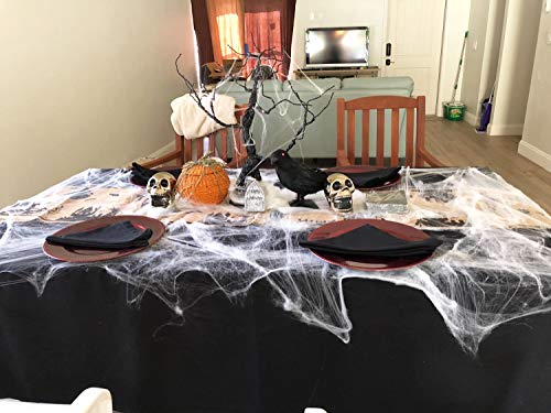 DearHouse 1100 sqft Halloween Stretch Spider Webs Indoor & Outdoor Spooky Spider Webbing with 60 Fake Spiders for Halloween Decorations