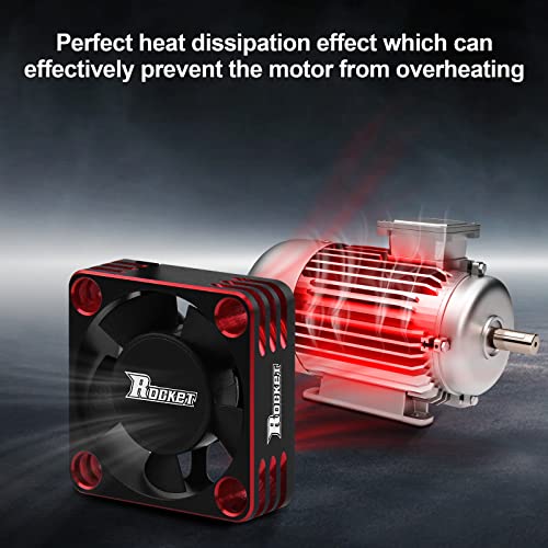 Motor Cooling Fan 30mm RC Model Heatsink 28000RPM ESC Cooling Fan for RC Car 1/8 1/10 1/12 Scale 540 550 Brushless Motor (Black+Red)