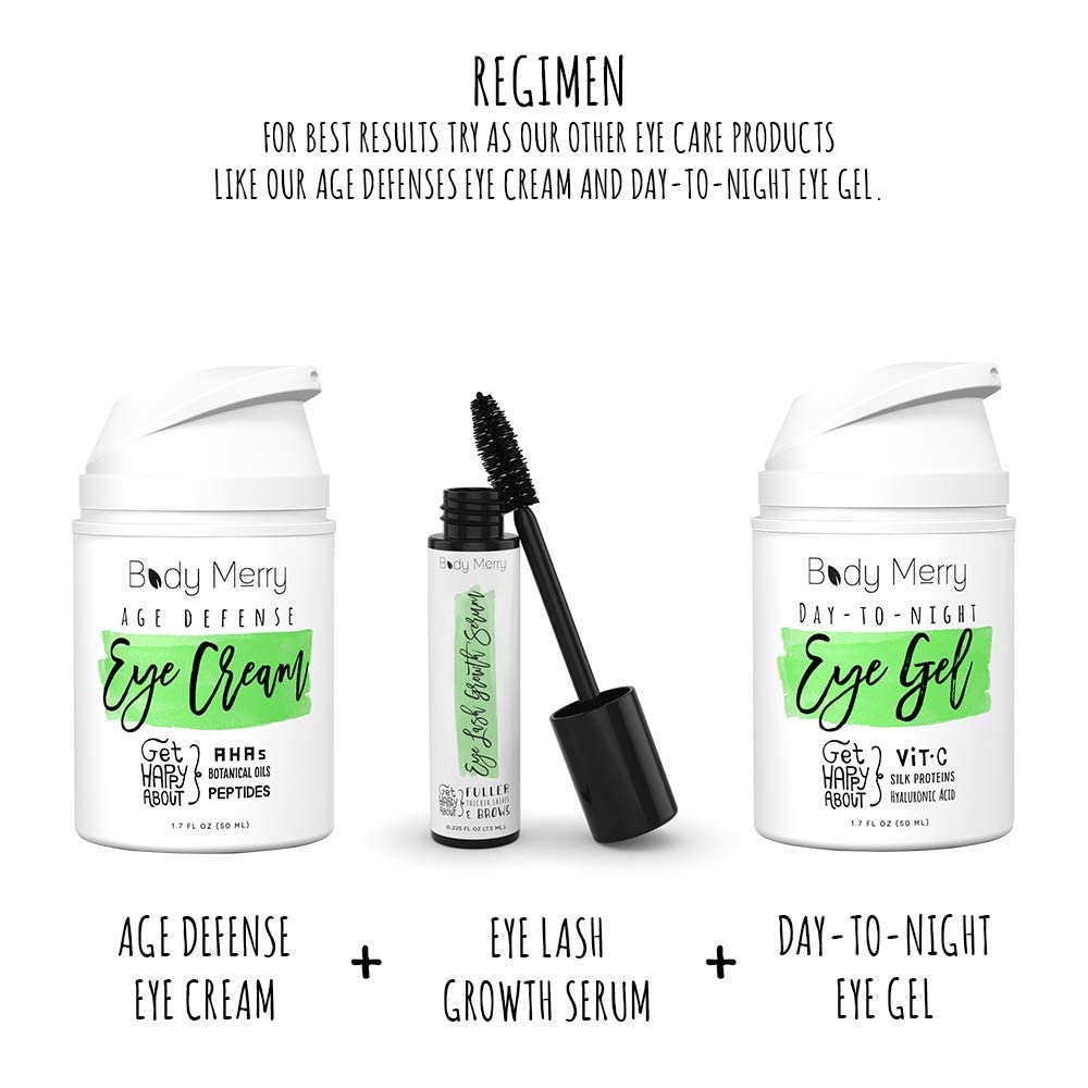 Body Merry Eye Lash Growth Serum โ Boost Natural Brows and Lashes โ Intense Conditioner and Volumizing Treatment with Biotin and Peptides, 0.225 fl oz