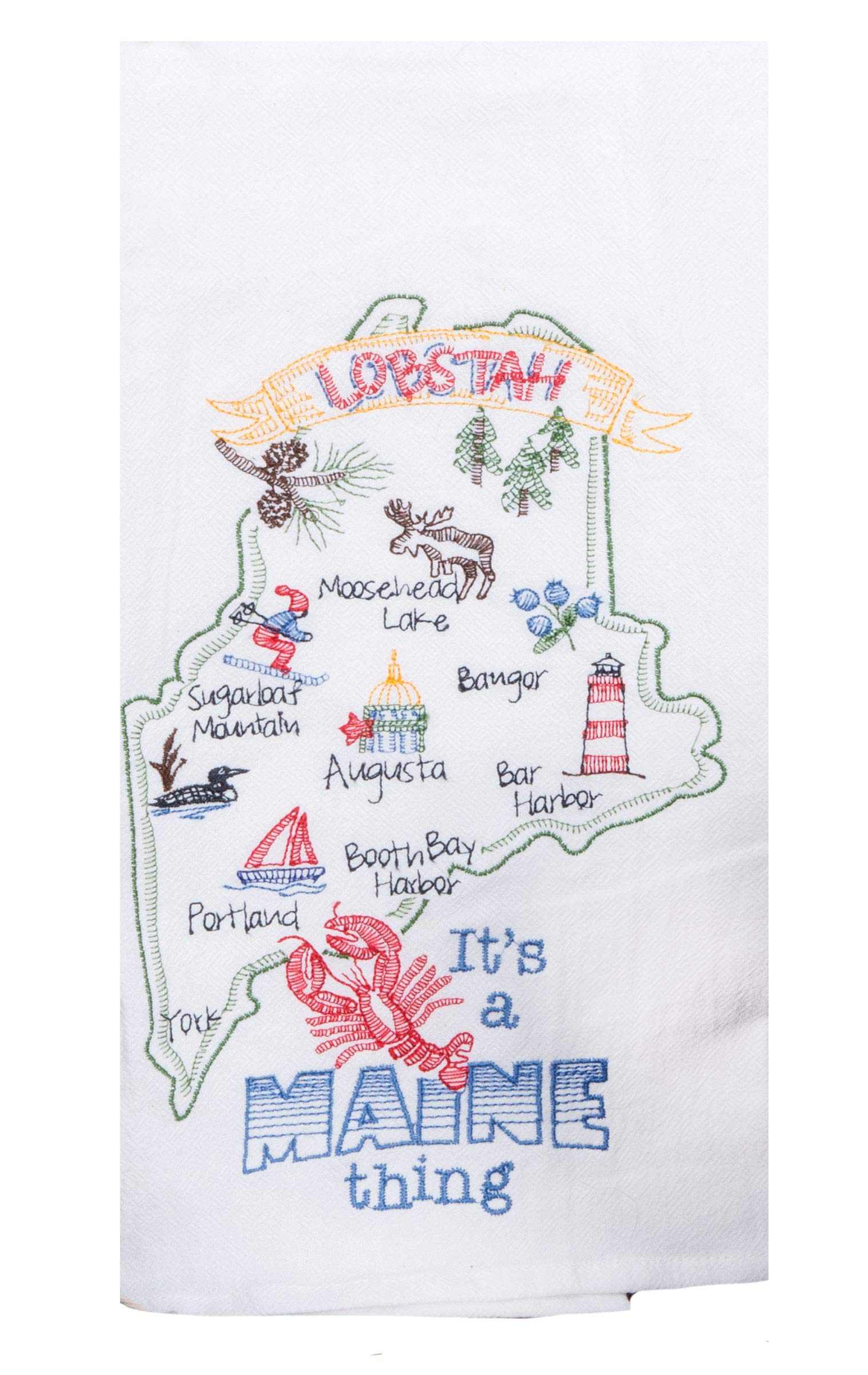 2 Piece Kay Dee Designs Home State Of Maine Embroidered Kitchen Towel Bundle