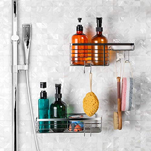 Lagute SnapHook Shower Curtain & 2-Pack Shower Caddy Bundle