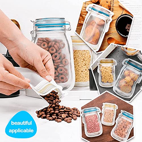 2023 Reusable Mason Jar Ziplock Bags, Mason Jar Bottle Bags, Reusable Mason Bottle Ziplock Bags Set Of 10, Mason Jar Reusable Zip Lock Bag (40pcs)