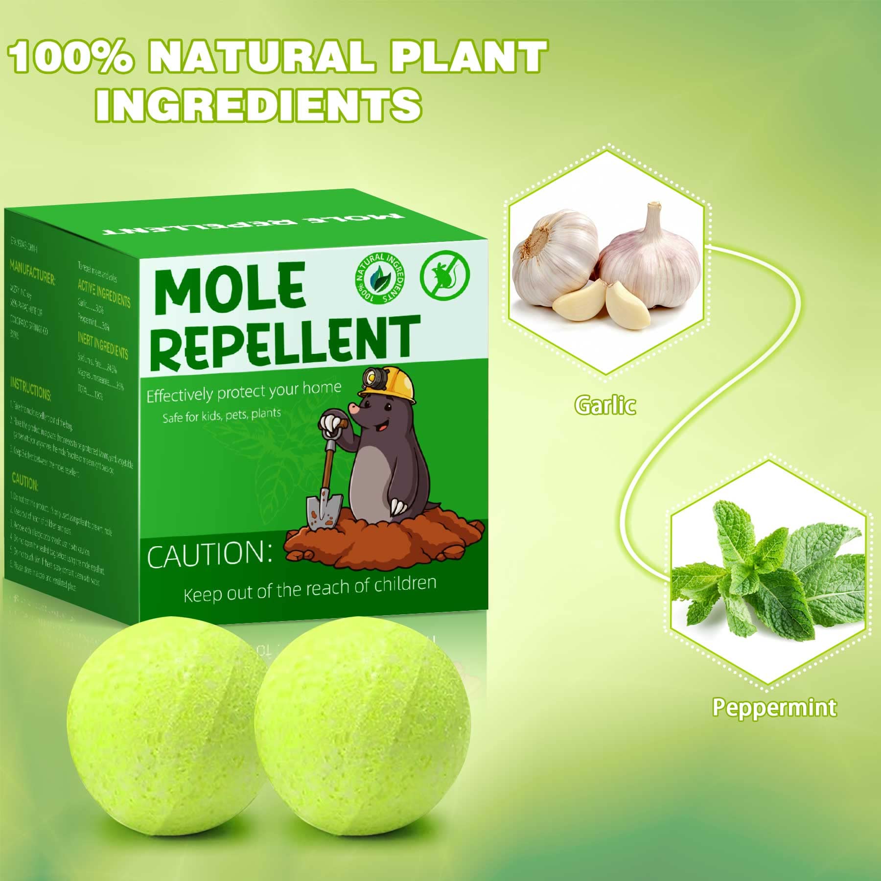 12pack Mole Repellent, Gopher Repellent, Vole Repellent, Powerful Mole Repellent for Lawn Garden Yard Outdoor, Snake Repellent, Groundhog Repellent, Armadillo Repellent, Mole Deterrent