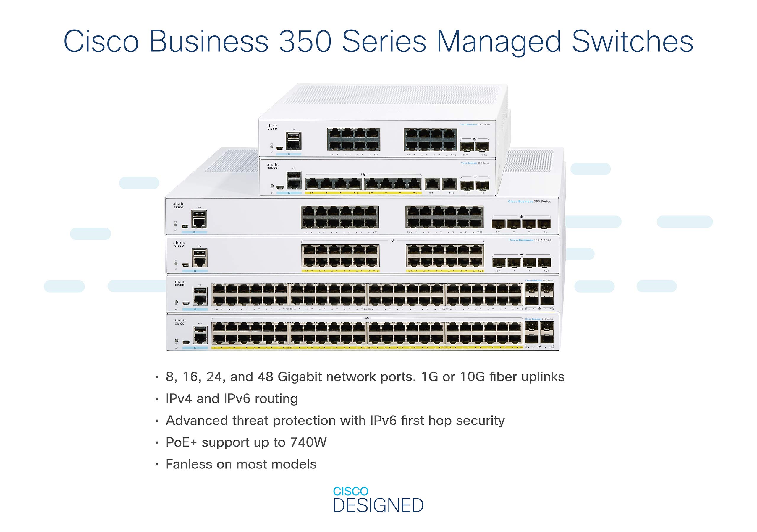 Cisco Business CBS350-8T-E-2G Managed Switch | 8 Port GE | Ext PS | 2x1G Combo | Limited Lifetime Protection (CBS350-8T-E-2G-NA)