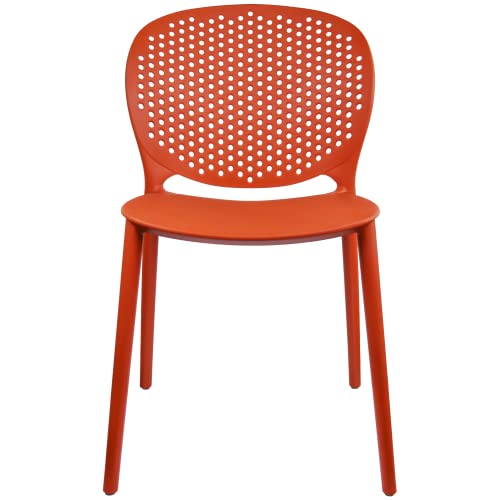 2xhome Set of 2 Modern Pool Patio Chairs, Stackable Dining Side Chairs for Indoor Outdoor Kitchen Living Room Restaurant, Orange