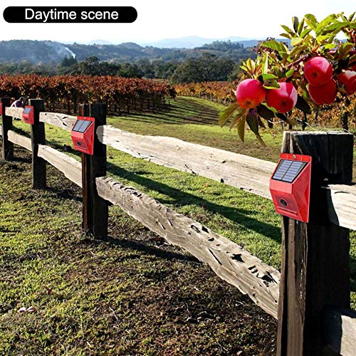 Motion Sensor Alarm Outdoor Solar Powered 8LED Strobe Light Security Alarm System PIR detect Loud Siren Alert (129dB 328ft) with Remote Control,for Home Chicken coops Farm Barn Villa Yard