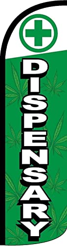 4 Less Co DISPENSARY Windless Swooper Flag Feather Banner Sign 3x11.5 ft Tall (Flag Only) gq