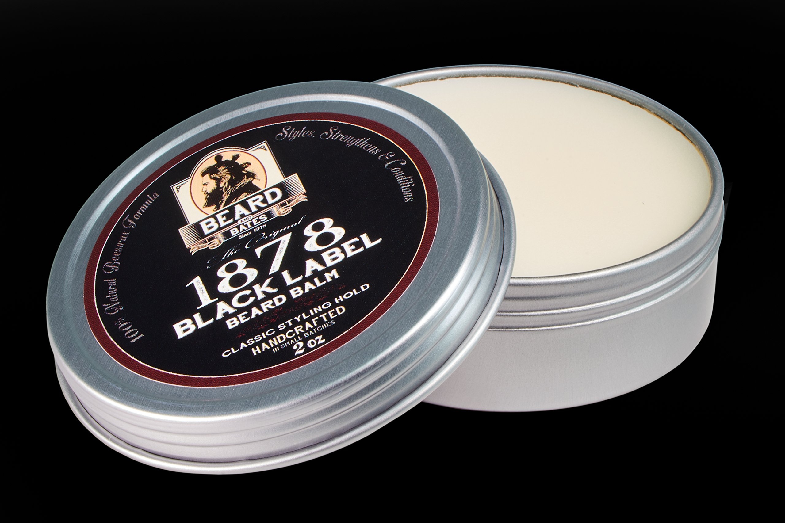 Beard And Bates | 1878 Black Label Beard Balm - Classic Styling Hold | 19th Century Beeswax Formula, Premium Oils | Made in USA