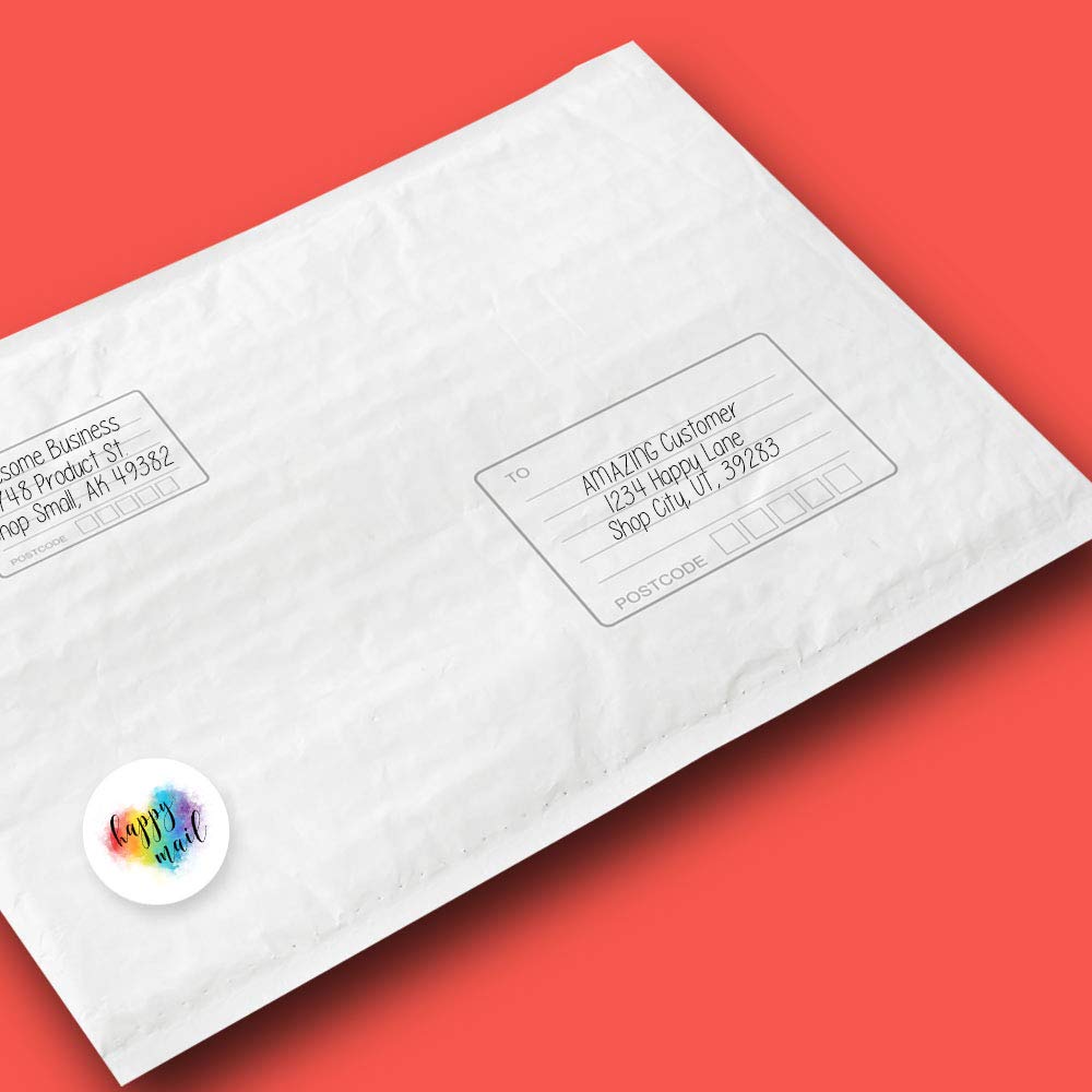 Rainbow Heart Happy Mail Thank You Customer Appreciation Sticker Labels for Small Businesses, 60 1.5" Circle Stickers by AmandaCreation, Great for Envelopes, Postcards, Direct Mail, & More!