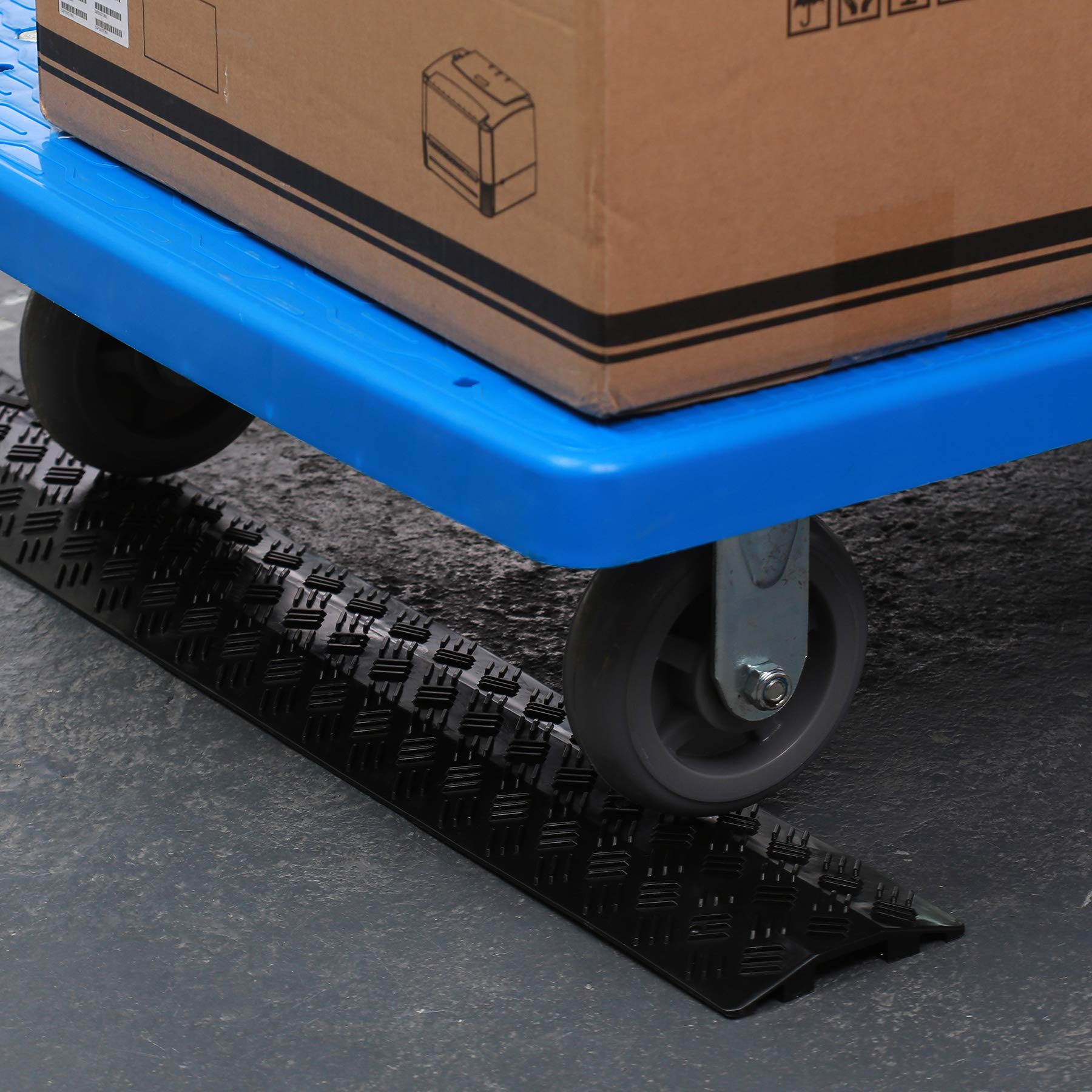 Anbotek - Small 1 Piece - Floor Cord Cover Cord Protector Drop Over Drop Trak Cable Ramp for Office Warehouse - Black