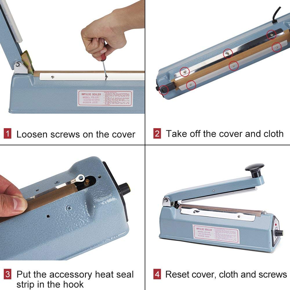 20 Inches Heat Seal Closer Impulse Sealer Accessories | 1 Wire Element and 1 Teflon Tapes (20 Inch)