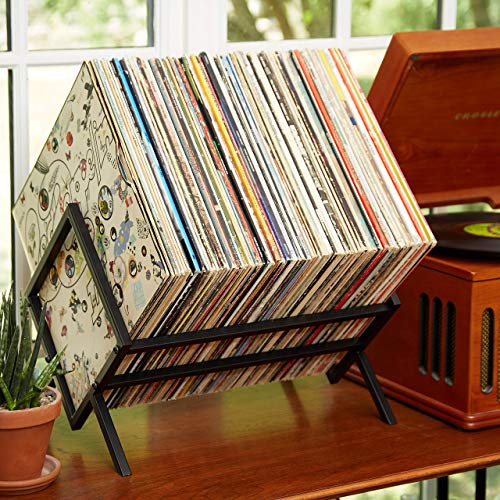 MODERN VINYL Record Holder - Matte Black Metal - 80-100 LP Storage - Simple, Quick Assembly - Vinyl Display, Storage - High-End Design - Protects Vinyl - Organize Albums - Book, Magazine, Files