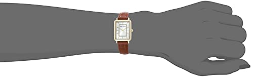 Anne Klein Women's Japanese Quartz Dress Watch with Faux Leather Strap, Brown, 14 (Model: AK/3820GPHY)