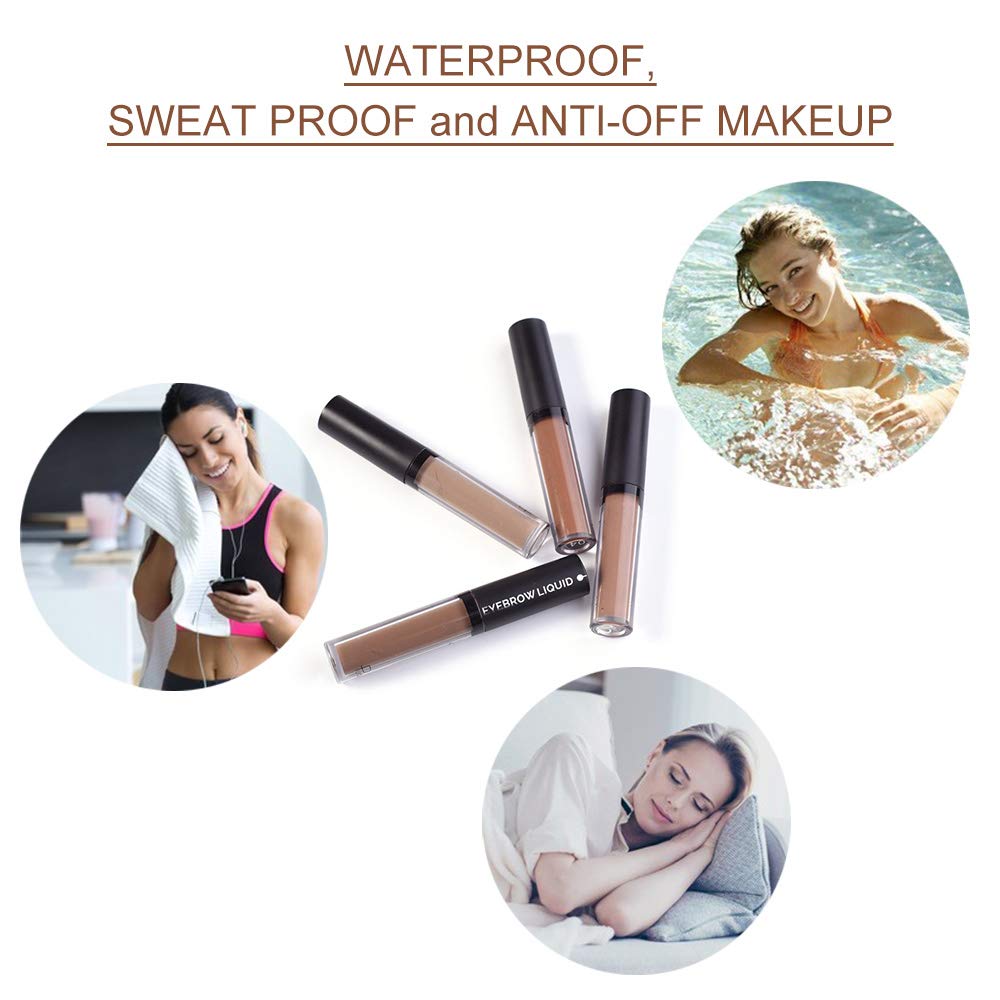 YOLETO Waterproof Eyebrow Gel - Dark Brown Tinted Mascara Makeup for Natural-Looking Brows, Long-Lasting Smudge-Proof Formula with Brow Shaper and Mascara Primer Brush Wand Kit