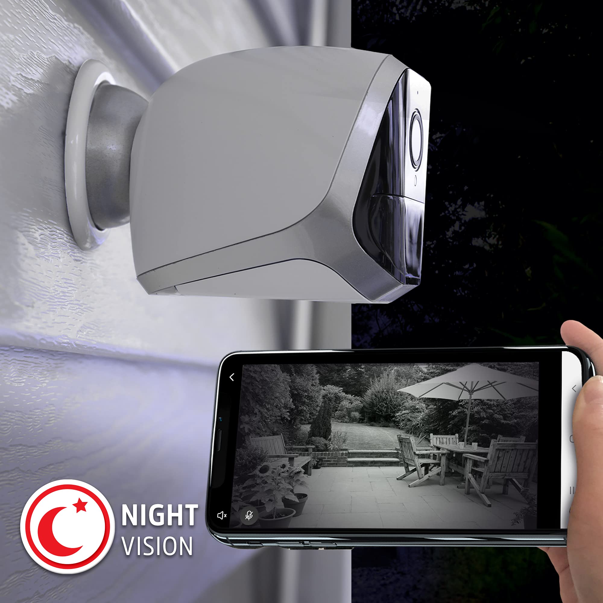 Energizer Connect Wireless Rechargeable Battery-Powered Smart WiFi Security Camera, 1080p Video, Indoor/Outdoor Weatherproof, PIR Motion Detection, 2-Way Audio, Night Vision, Cloud Storage/SD Slot