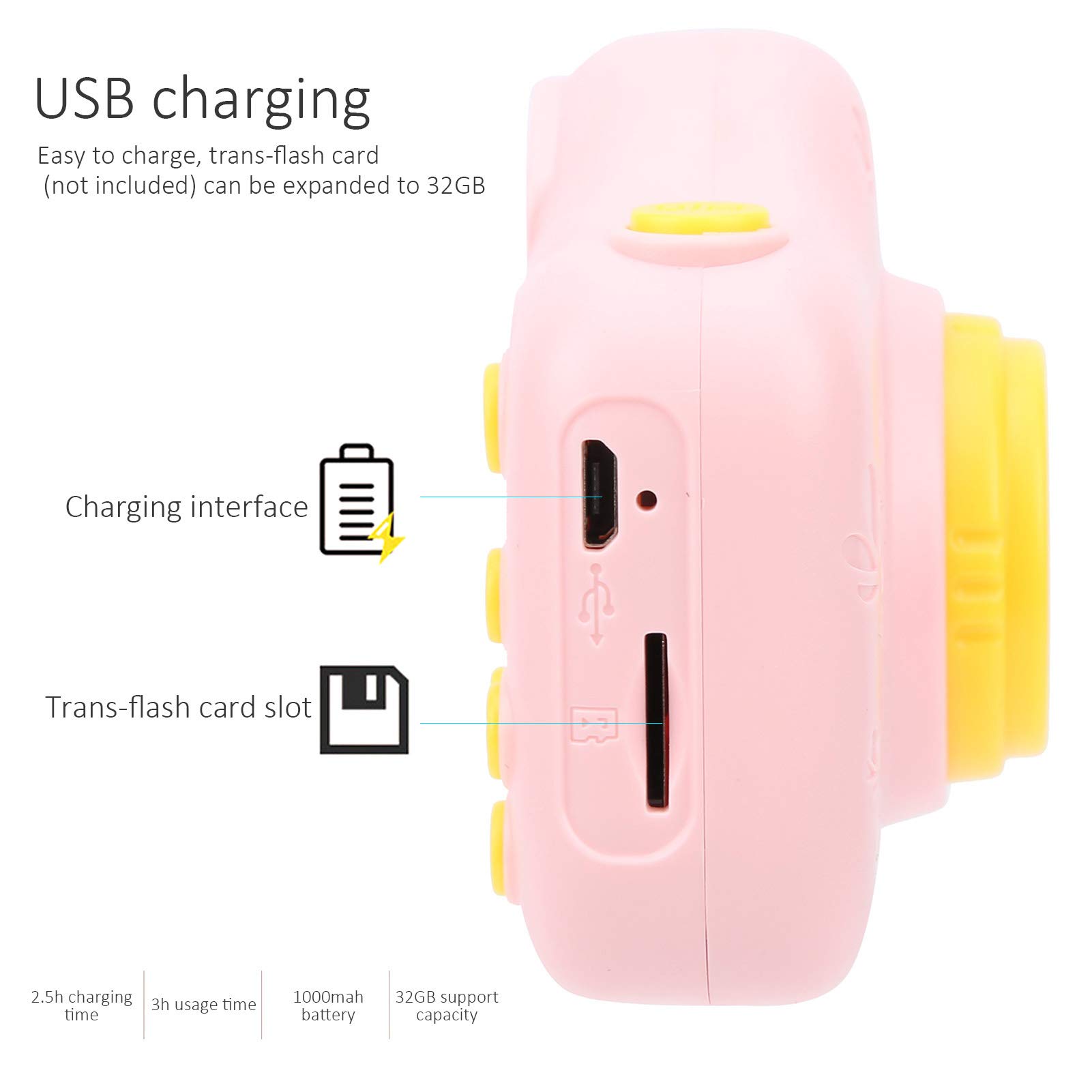 Digital Camera Toy, Plastic Kid Camera Toy, Camera Toy, 1200W for Boys & Girls with Stickers Portable Kids