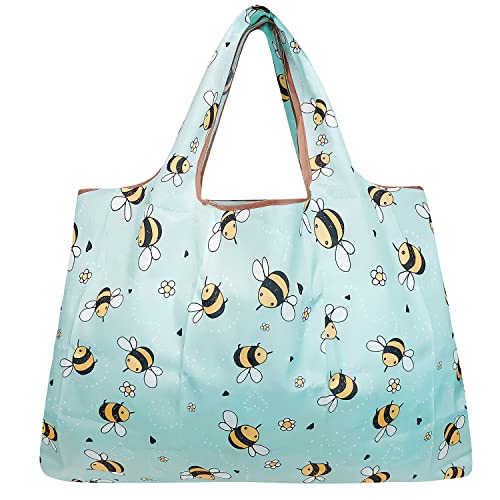 allydrew Large Foldable Tote Nylon Reusable Grocery Bag, Bumble Bees
