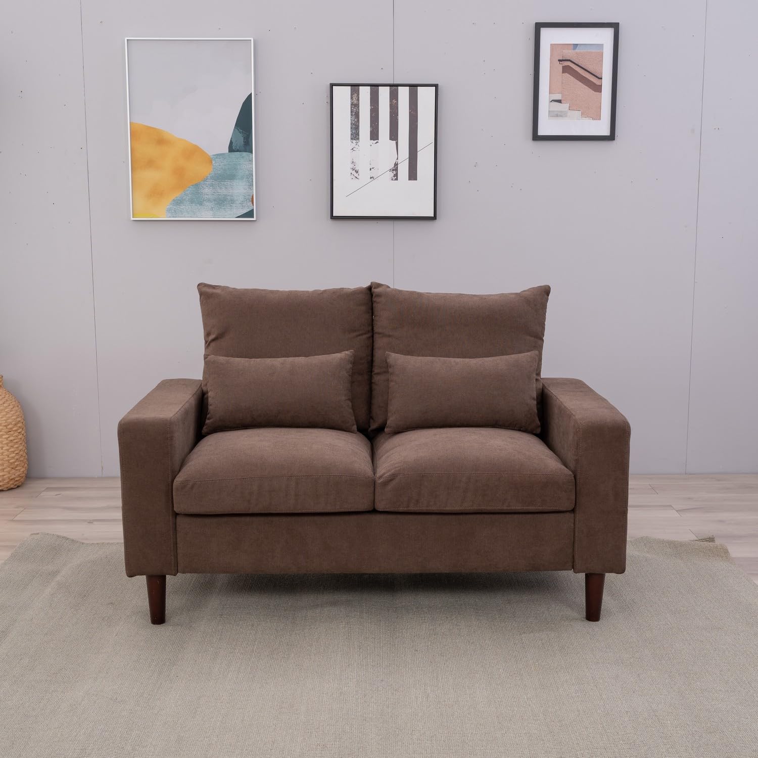 Panana Sofa Set for Living Room (Brown, Love Seat)