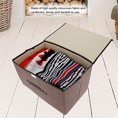 2 PCS/Set Fabric Storage Boxes with Lids Foldable Storage Cube Organizer Bins for Clothes Books Toys(Brown)