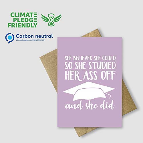 Funny and original graduation card for her with envelope | Inspirational card for women from mom, dad, friend⦠Fun and empowering present for graduation day.