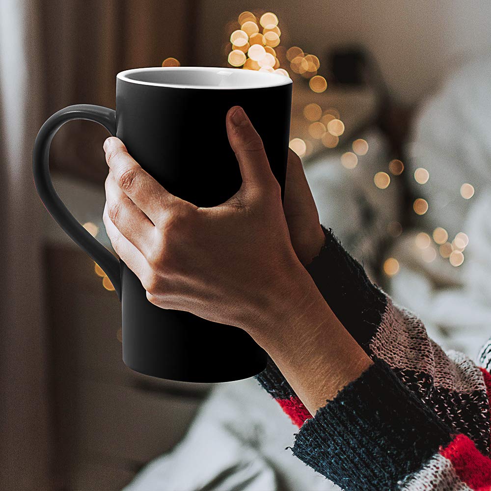 20 OZ Coffee Mug, Simple Large Tall Ceramic Cup, Harebe Smooth Ceramic Tea Cup for Office and Home, The Best Gift for Your Father, Husband And Friends, Big Capacity with Handle, Black