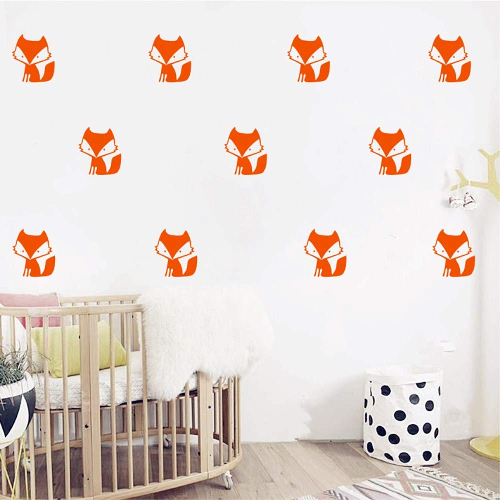 36 Set Orange Forest Fox Pattern Wall Sticker-Kids Nursery Bedroom Home Decoration Vinyl Sticker-DIY Chiildren Room Living Interior Decor Sticker