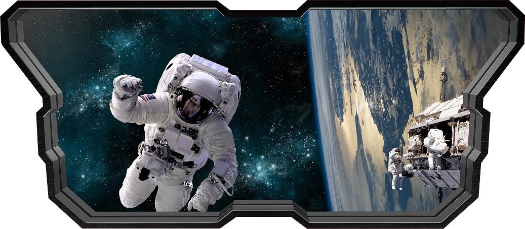 36" Space Ship Window Instant View Astronaut Orbit Earth #2 Spaceship Wall Decal Kids Sticker Baby Room Mural Home Art Décor Graphic Medium