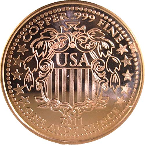 2011 Shield Back 1 oz .999 Pure Copper Round/Challenge Coin (Buffalo Design)