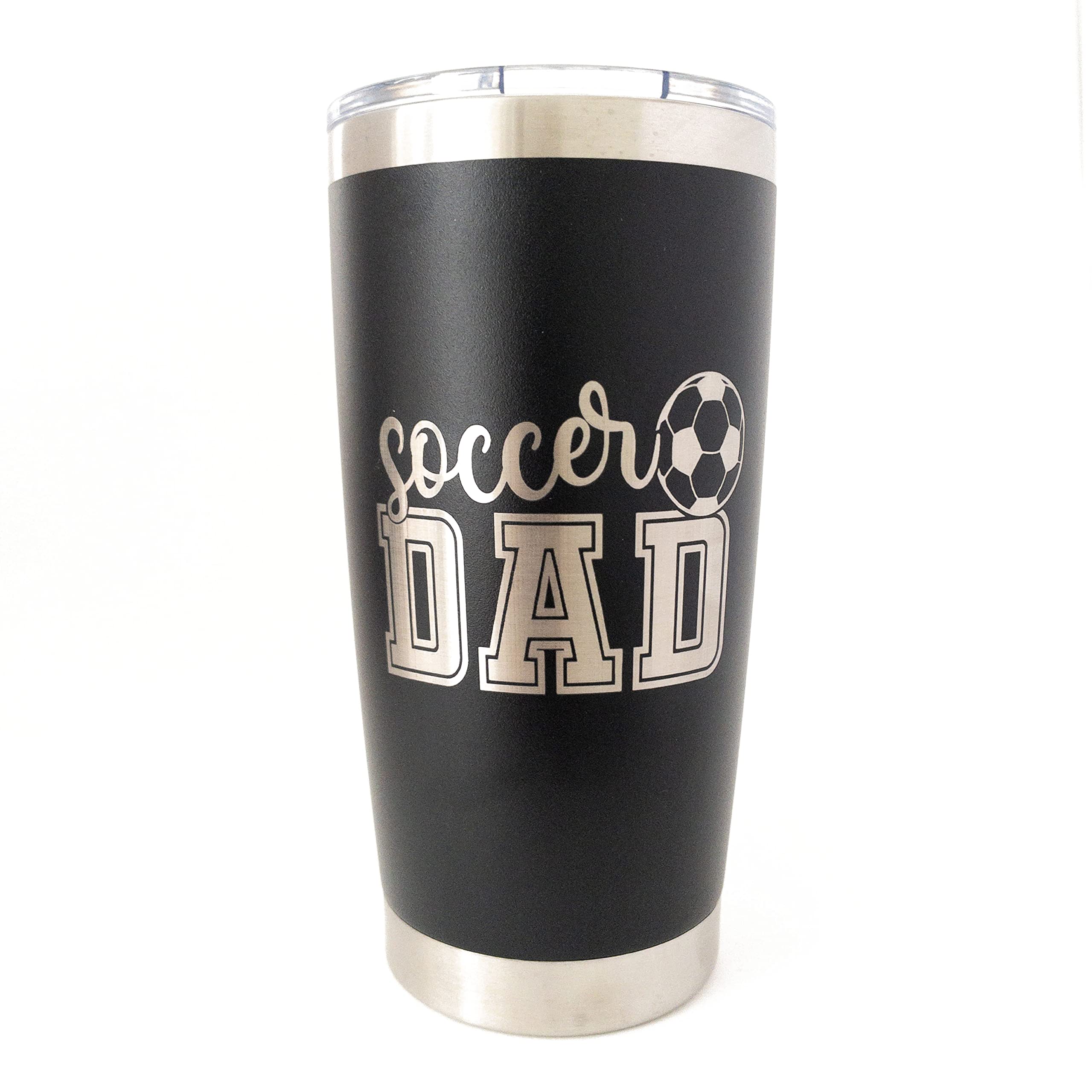 20 oz Soccer Dad Coffee Travel mug with lid (Black), Insulated Tumbler, Soccer Gifts for Men, Stainless Steel Coffee Mug