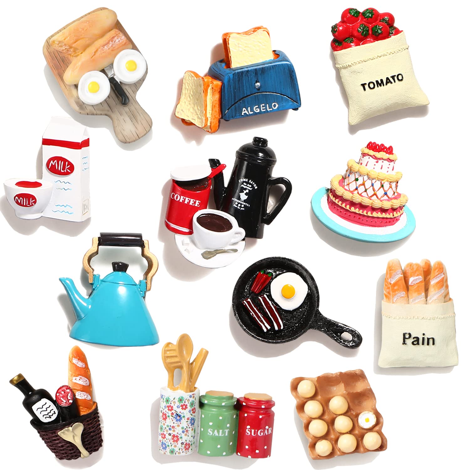 12pcs Food Refrigerator Magnets Food Magnets for Fridge Magnets Decorative Cute Magnets Refrigerator Fridge Magnets for Kitchen Strong Resin Magnets Home Decor Office