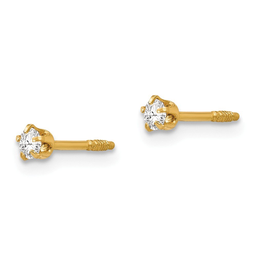 14K Yellow Gold Madi K 3mm Reversible CZ and Ball Earrings