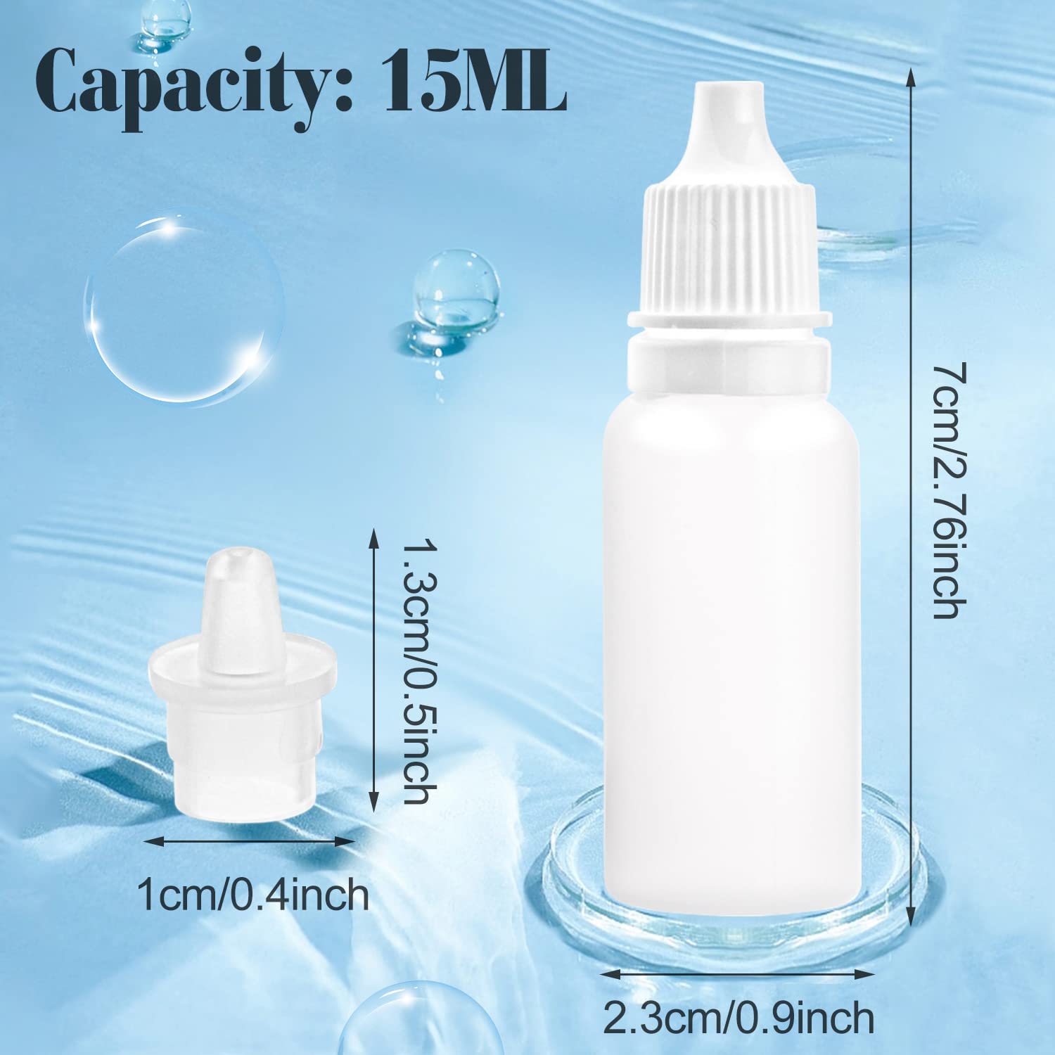 50 Pack 15ml Plastic Dropper Bottle Empty Eye Dropper Bottles Squeezable Liquid Dropper Container with Screw Cap for Eye Drops Ear Drops Oils Saline