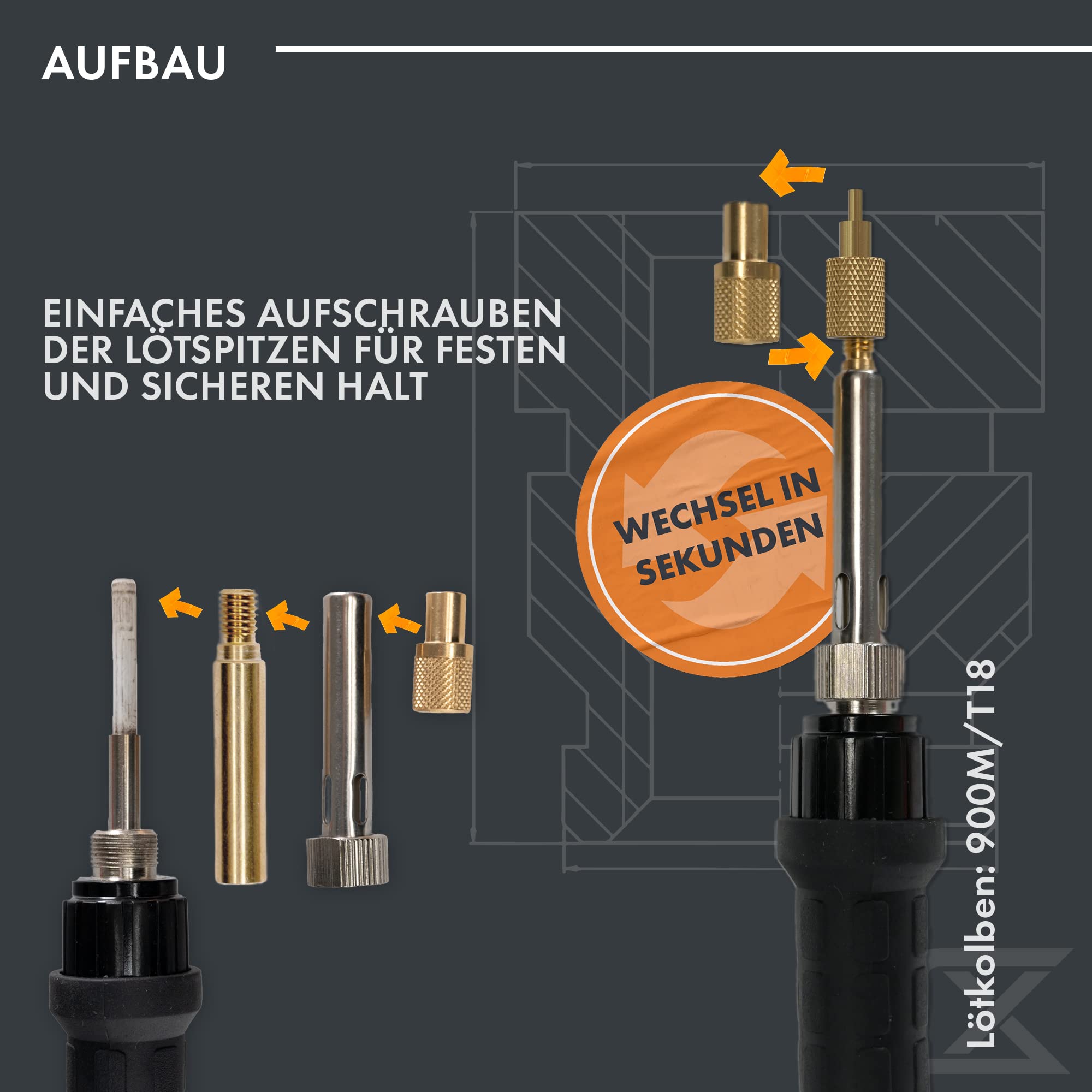 ruthex 7X Soldering Tips/Heat-Set Insert Tips - Threaded Inserts M2 / M2.5 / M3 / M4 / M5 / M6 / 1/4" / M8