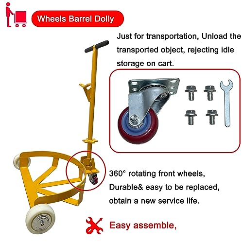 55 Gallon Drum Dolly Barrel Wheels Steel Cart Round Dolly,55 Gallon Drum Dolly Barrel Dolly Not Intended as Lifter