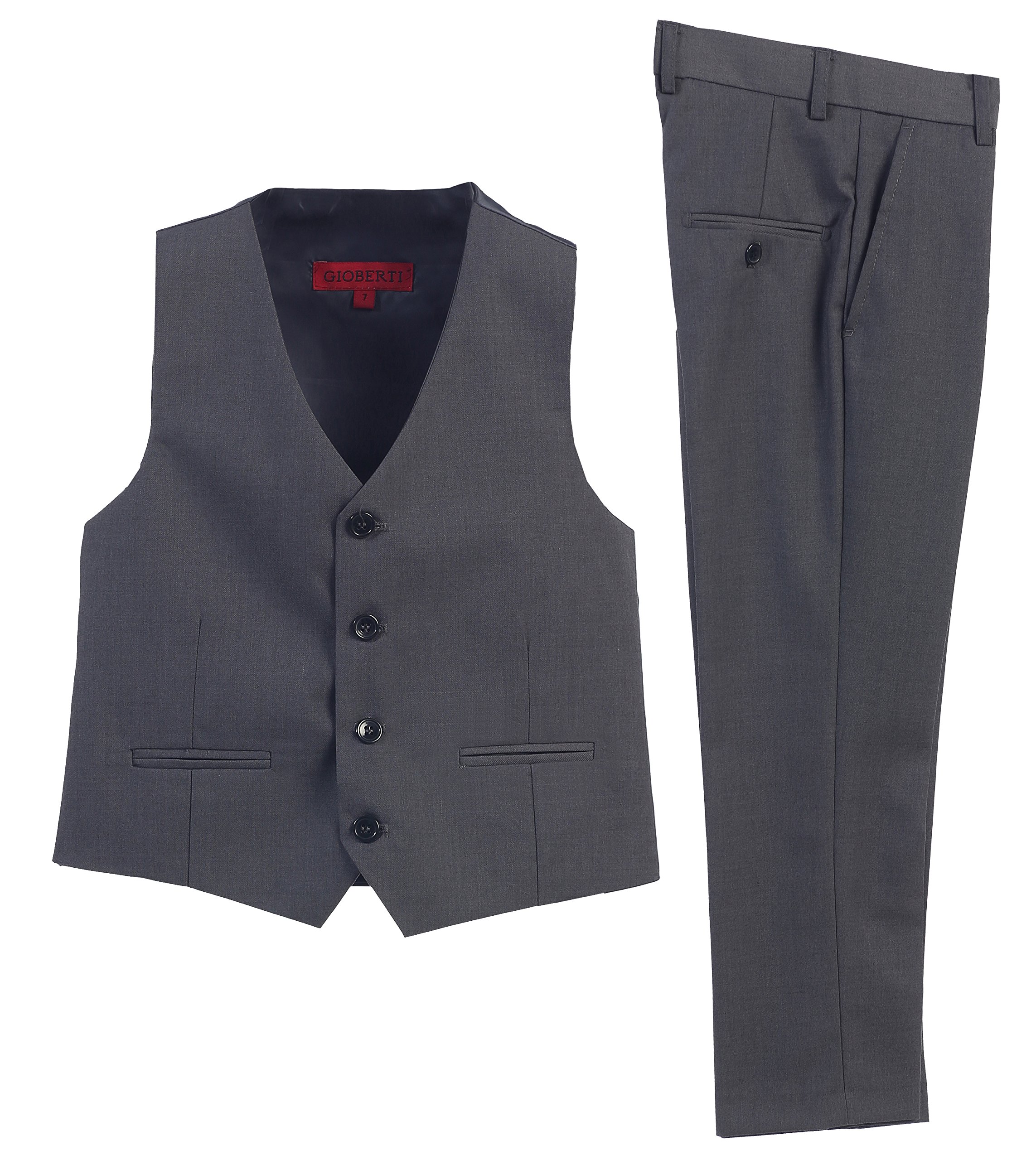 2 Piece Kids Boys Charcoal Vest and Pants Formal Set, 2T