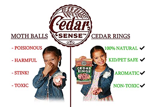 Cedar Sense Cedar Rings - 30 Pack Made in U.S.A.- Cedar Blocks for Clothes Storage - Cedar for Closets and Drawers - 100% Manufactured in The United States - Clothes Freshener